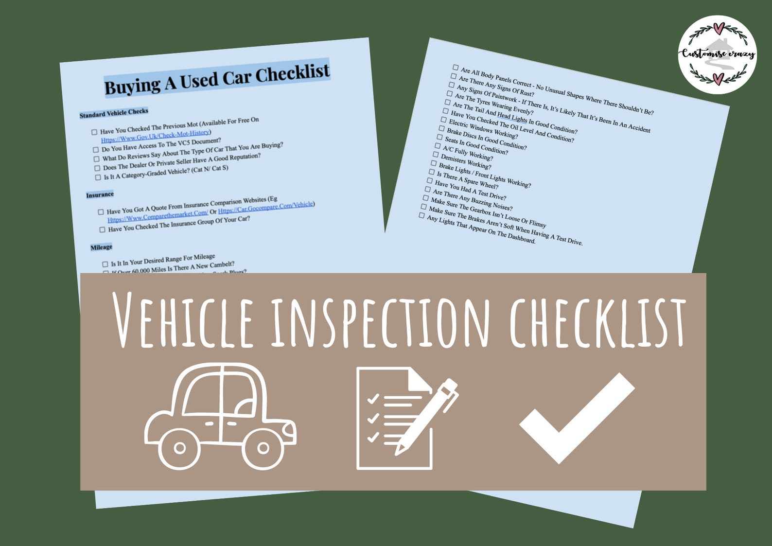 Car Inspection Checklist UK - Vehicle Inspection Checklist for Buying a ...