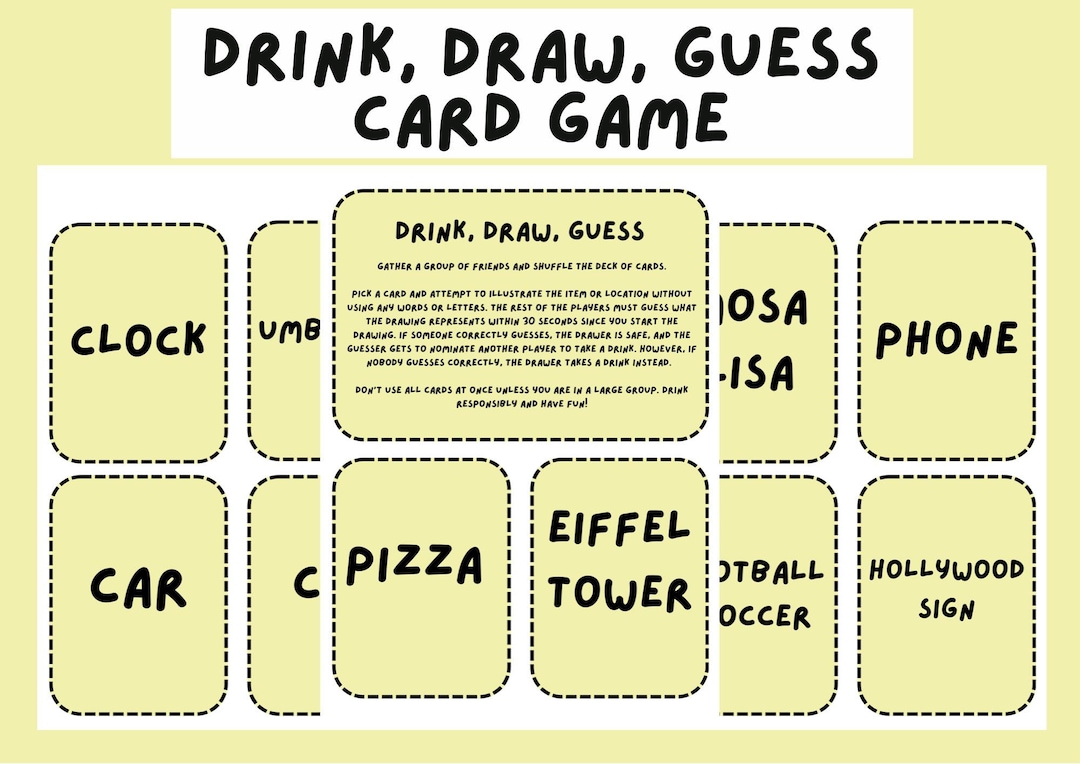 Drink, Draw, Guess: Drinking Game for Adults, Downloadable Drinking ...