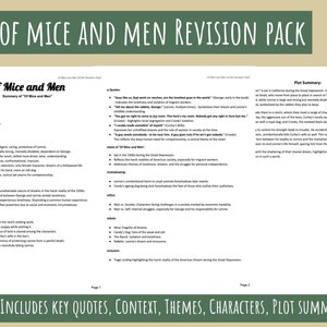Of Mice and Men Revision Guide English Literature GCSE Revision ...