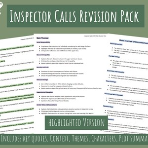 Inspector Calls Revision Guide English Literature GCSE Revision ...
