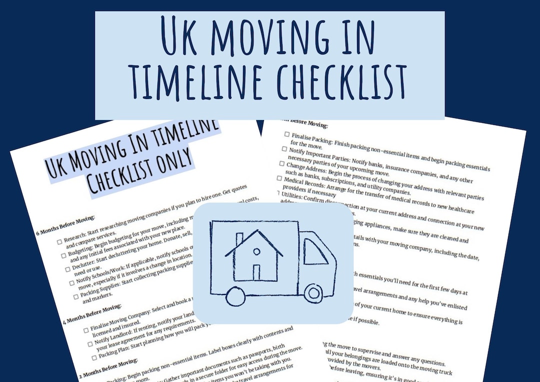 UK Moving in Timeline Checklist: Clear Moving Planner, Printable Moving ...
