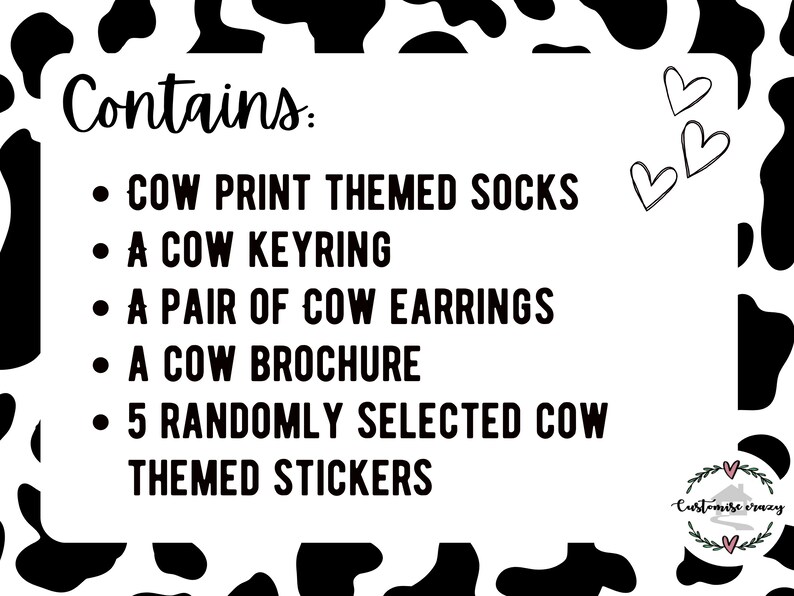Cow Lover's Letterbox Gift Set Cow Print Pamper Hamper Gift Set for Her ...