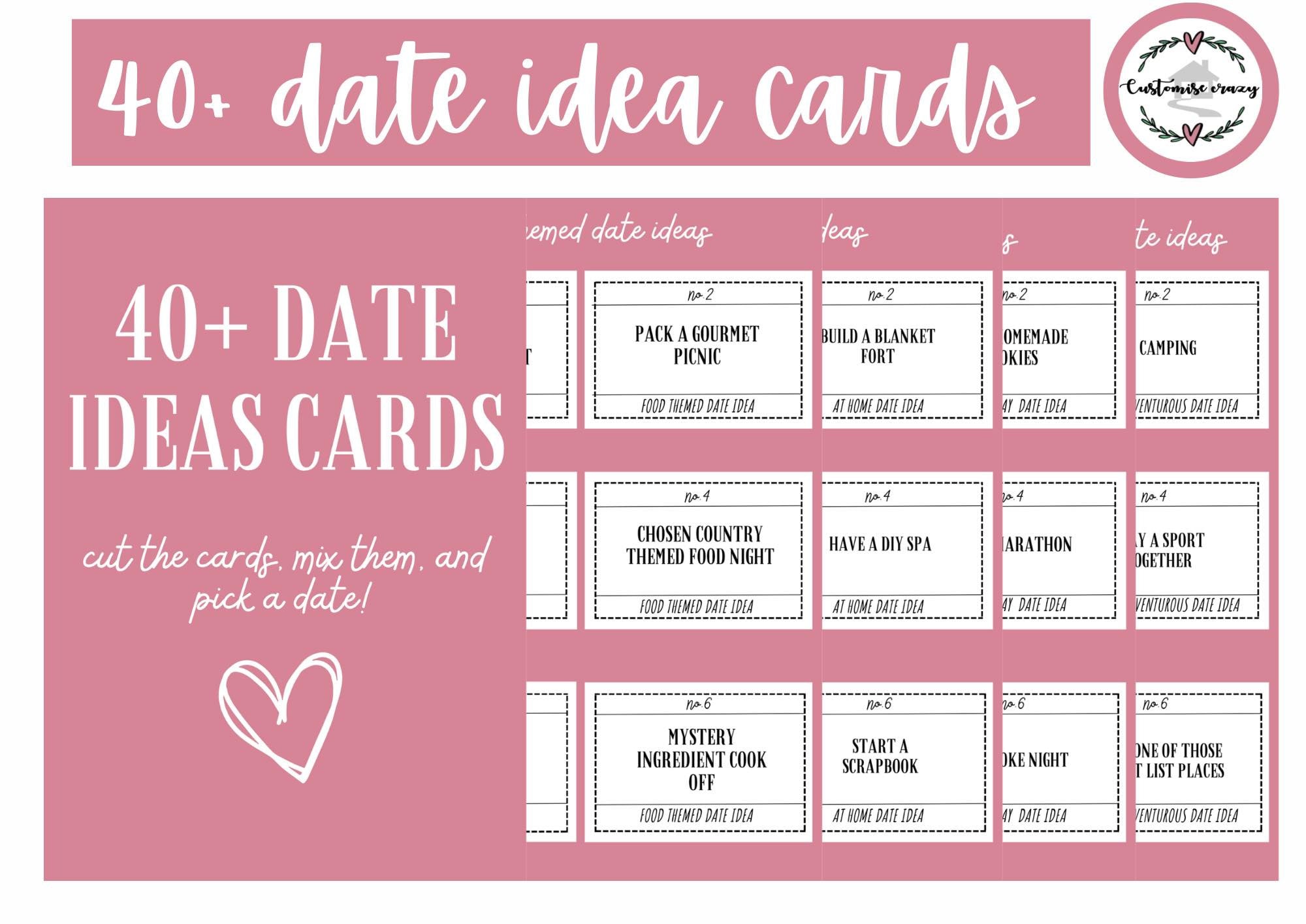 40+ Date Night Idea Cards, Printable Date Night Cards, Romantic Gift ...