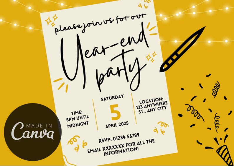 Custom Company Year-end Party Invitation, Editable Corporate Holiday Event Template, Instant ...