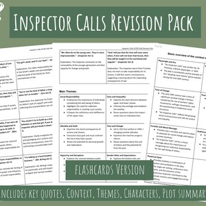 Inspector Calls Revision Guide English Literature GCSE Revision ...