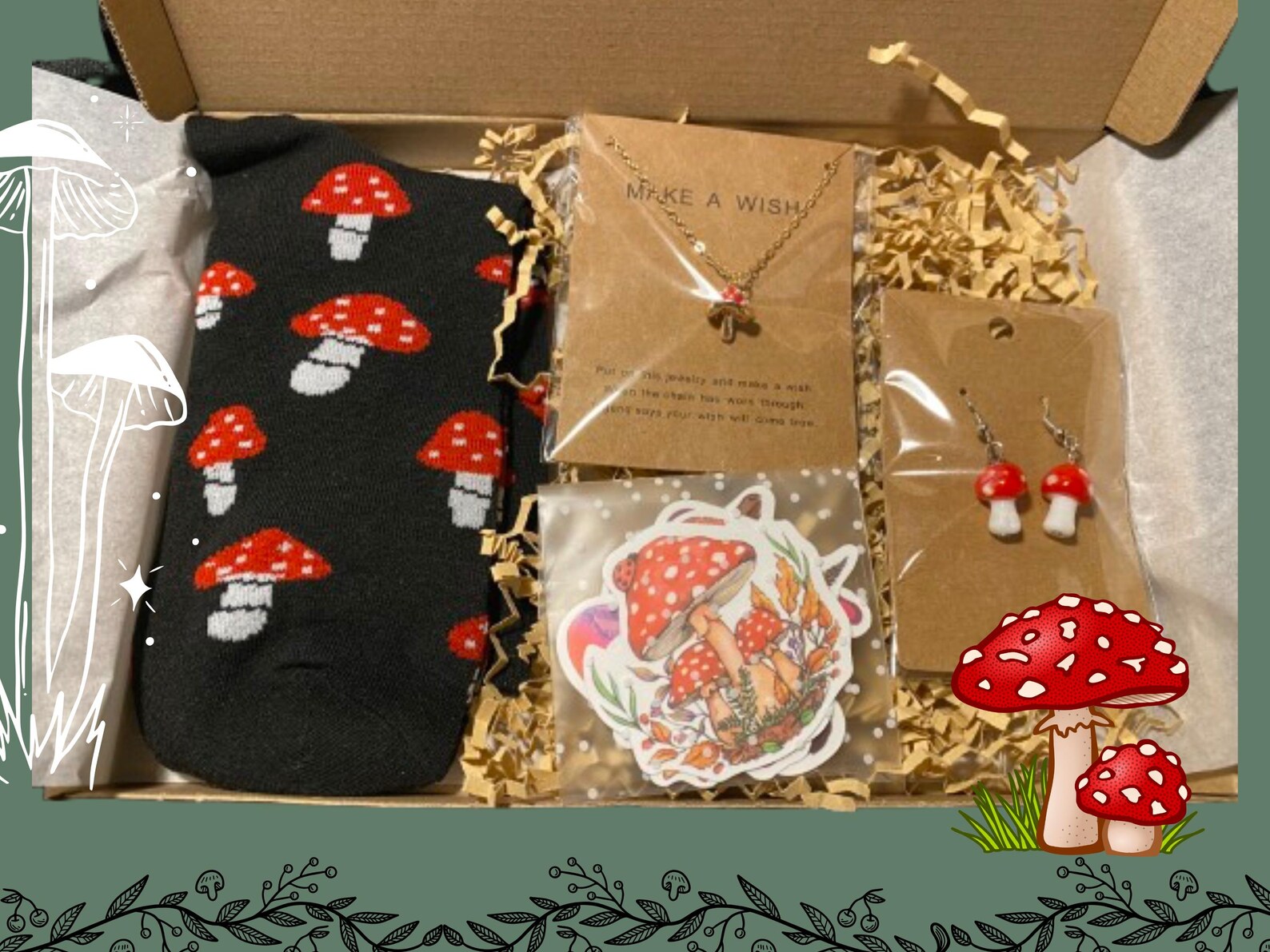 Mushroom Lover's Gift Set - Fungi Gift Accessories - Get Well Soon Gift ...
