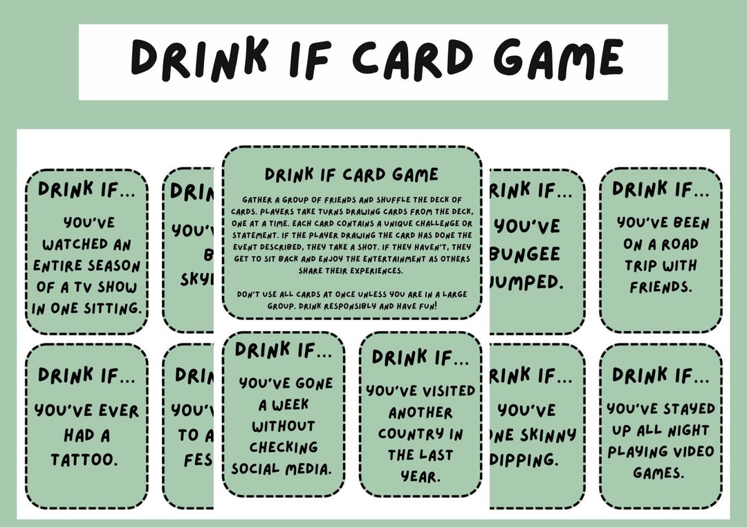 Drink If: Drinking Game for Adults, Downloadable Drinking Cards, Drinking Game Printable Version ...