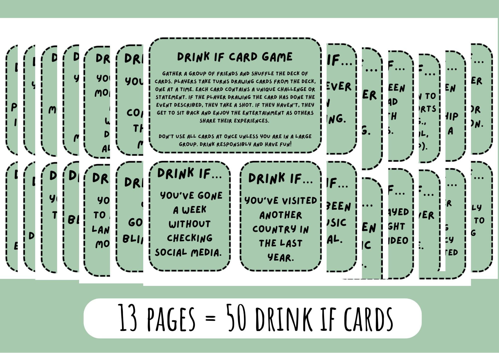 Drink If: Drinking Game for Adults, Downloadable Drinking Cards, Drinking Game Printable Version ...