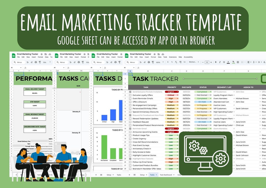 Email Marketing Tracker & Campaign Planner, Editable Google Sheets Kpis ...