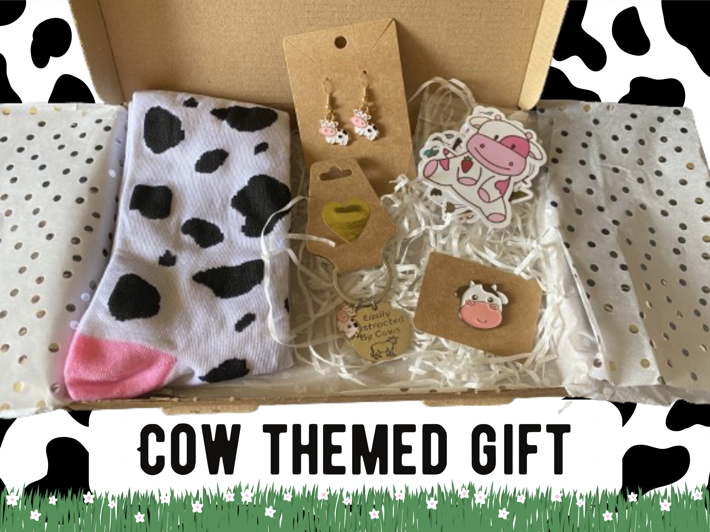 Cow Lover's Letterbox Gift Set Cow Print Pamper Hamper Gift Set for Her ...