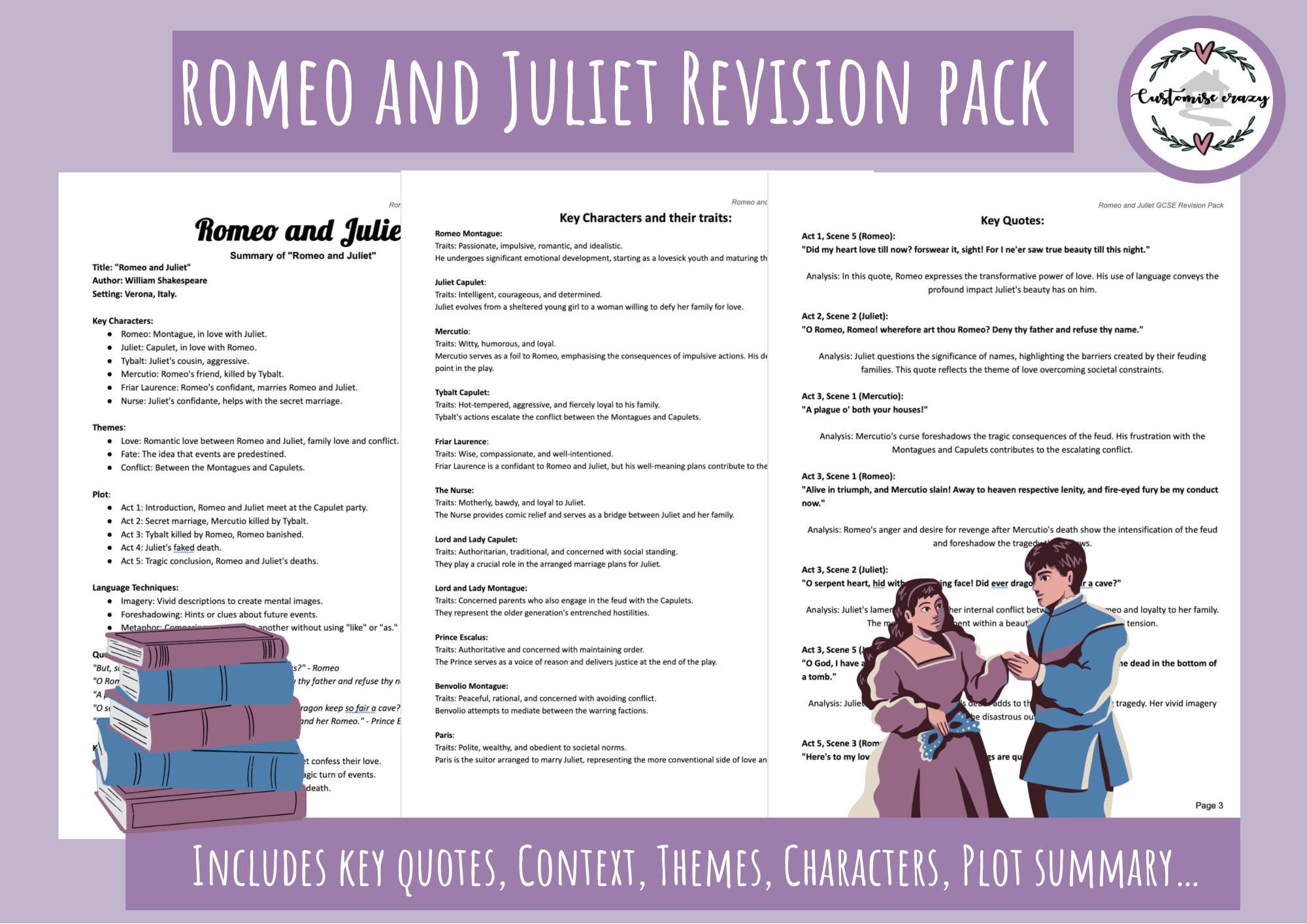 Romeo and Juliet Revision Guide English Literature GCSE Revision ...