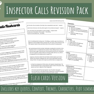 Inspector Calls Revision Guide English Literature GCSE Revision ...