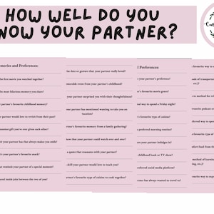 90+ How Well Do You Know Your Partner Questions/digital Cards ...