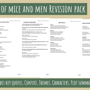 Of Mice and Men Revision Guide English Literature GCSE Revision ...
