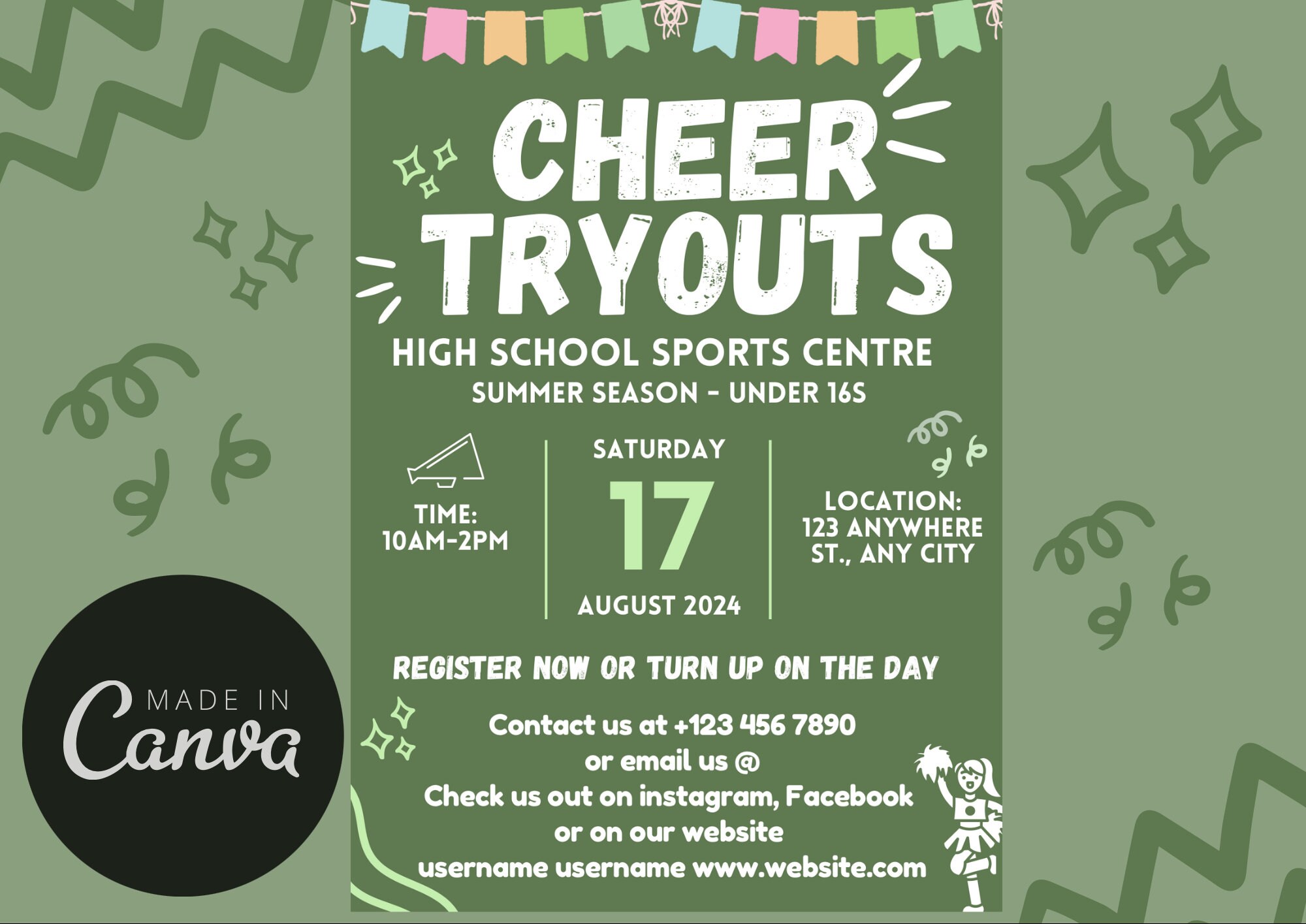 Editable Cheer Tryout Template - Customizable Cheer Flyer, Fully ...