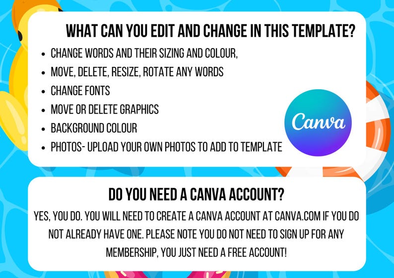 Editable Pool Party Invitation Canva Template, Digital Birthday Invite ...