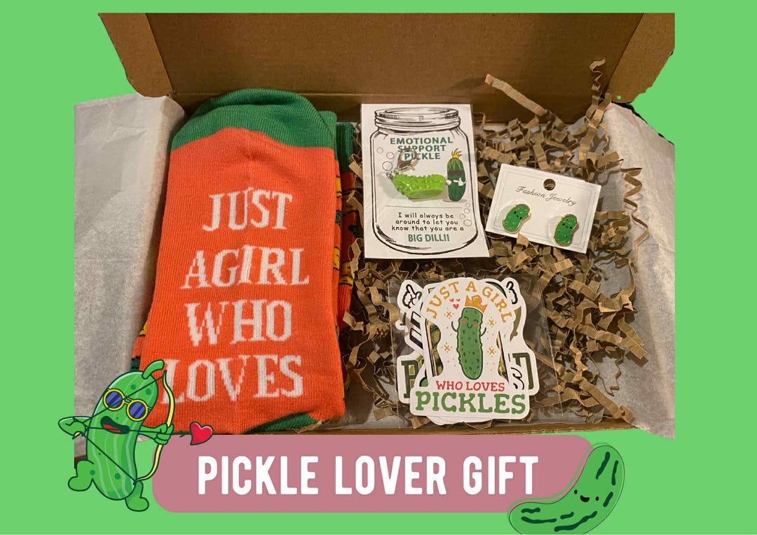 Pickle Lover Letterbox Gift Box Set - Emotional Support Pickle Keychain ...