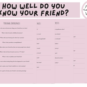 100 How Well Do You Know Your Friend Questions/digital Cards, Printable ...