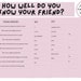 100 How Well Do You Know Your Friend Questions/digital Cards, Printable ...