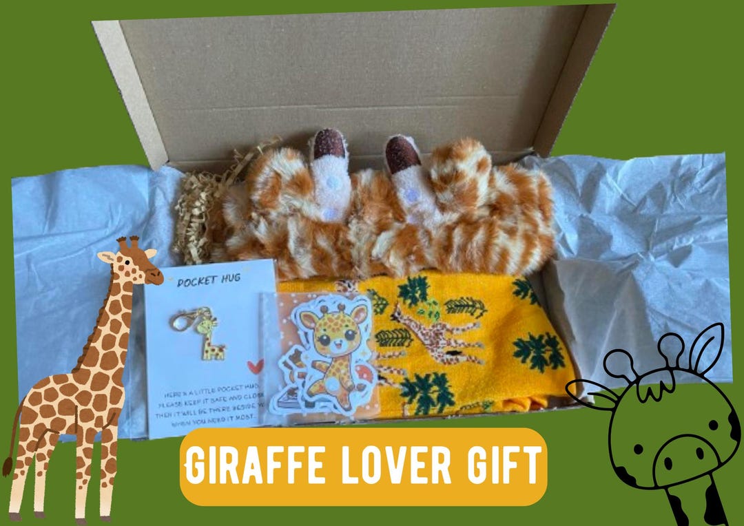 Giraffe Lover Letterbox Gift Set Giraffe Socks, Keychain, Pocket Hug ...