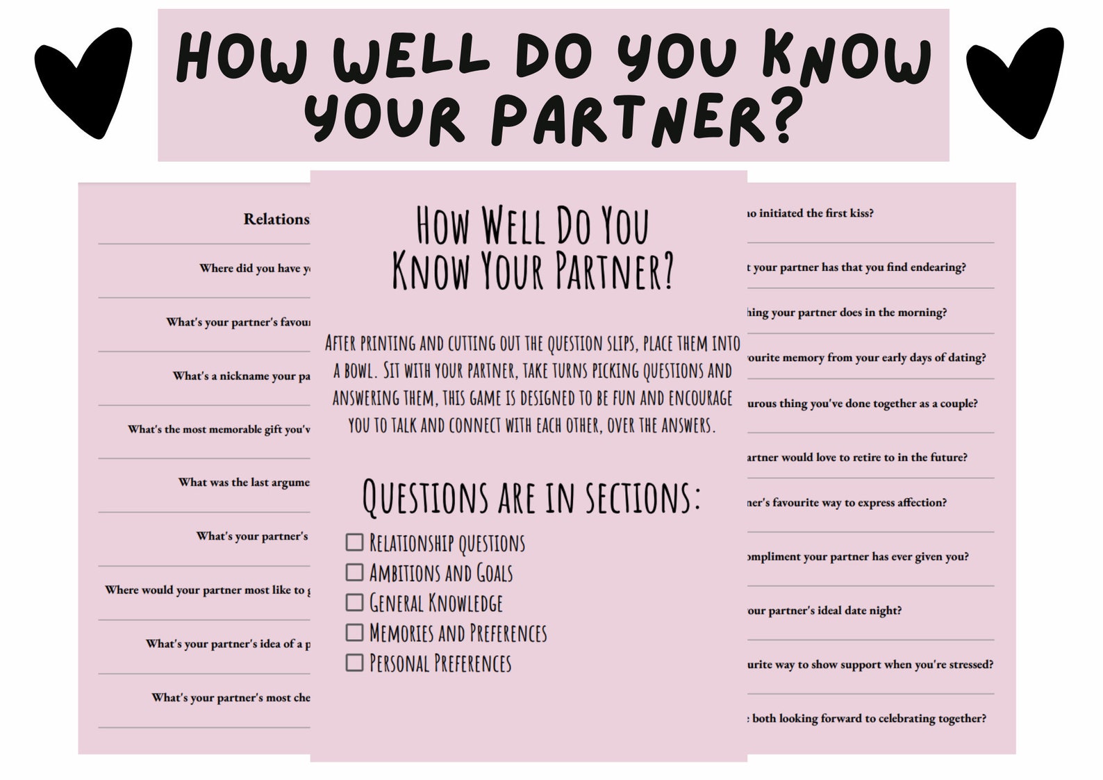 90+ How Well Do You Know Your Partner Questions/digital Cards ...
