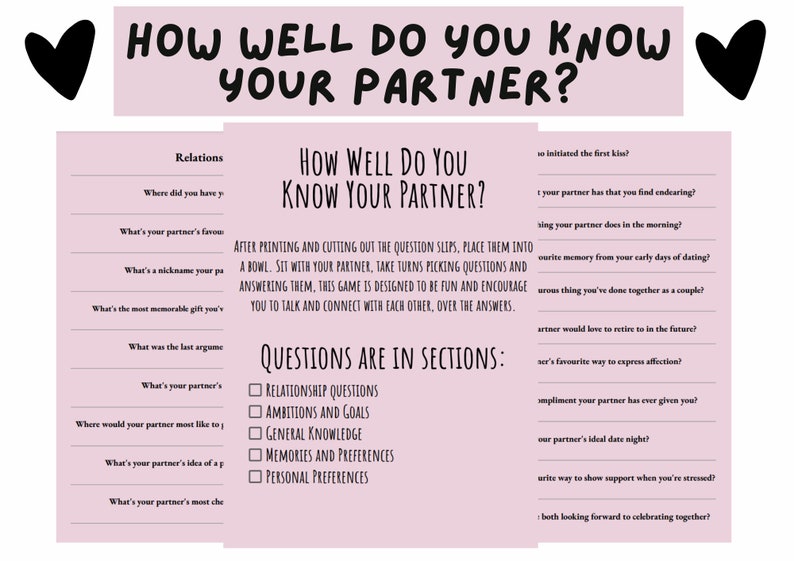 90+ How Well Do You Know Your Partner Questions/digital Cards ...