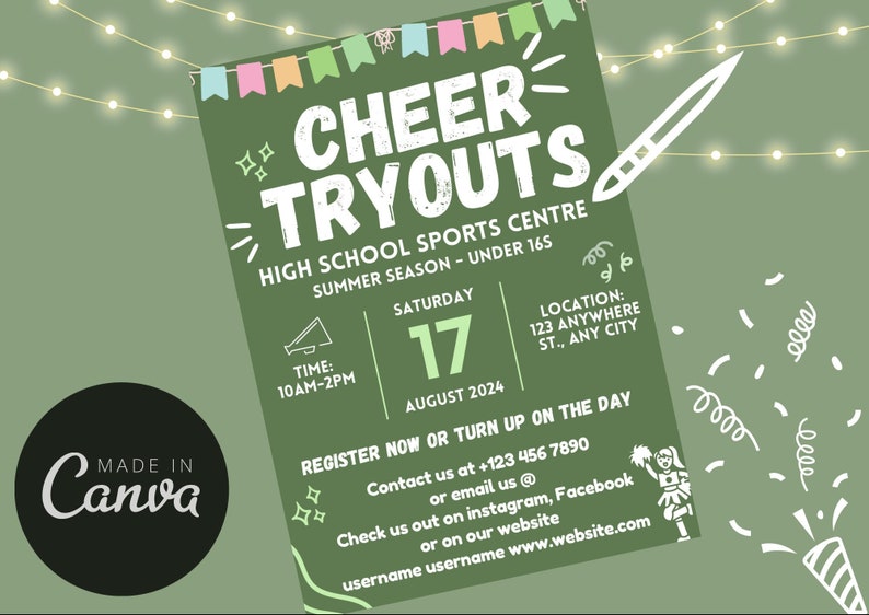 Editable Cheer Tryout Template - Customizable Cheer Flyer, Fully ...