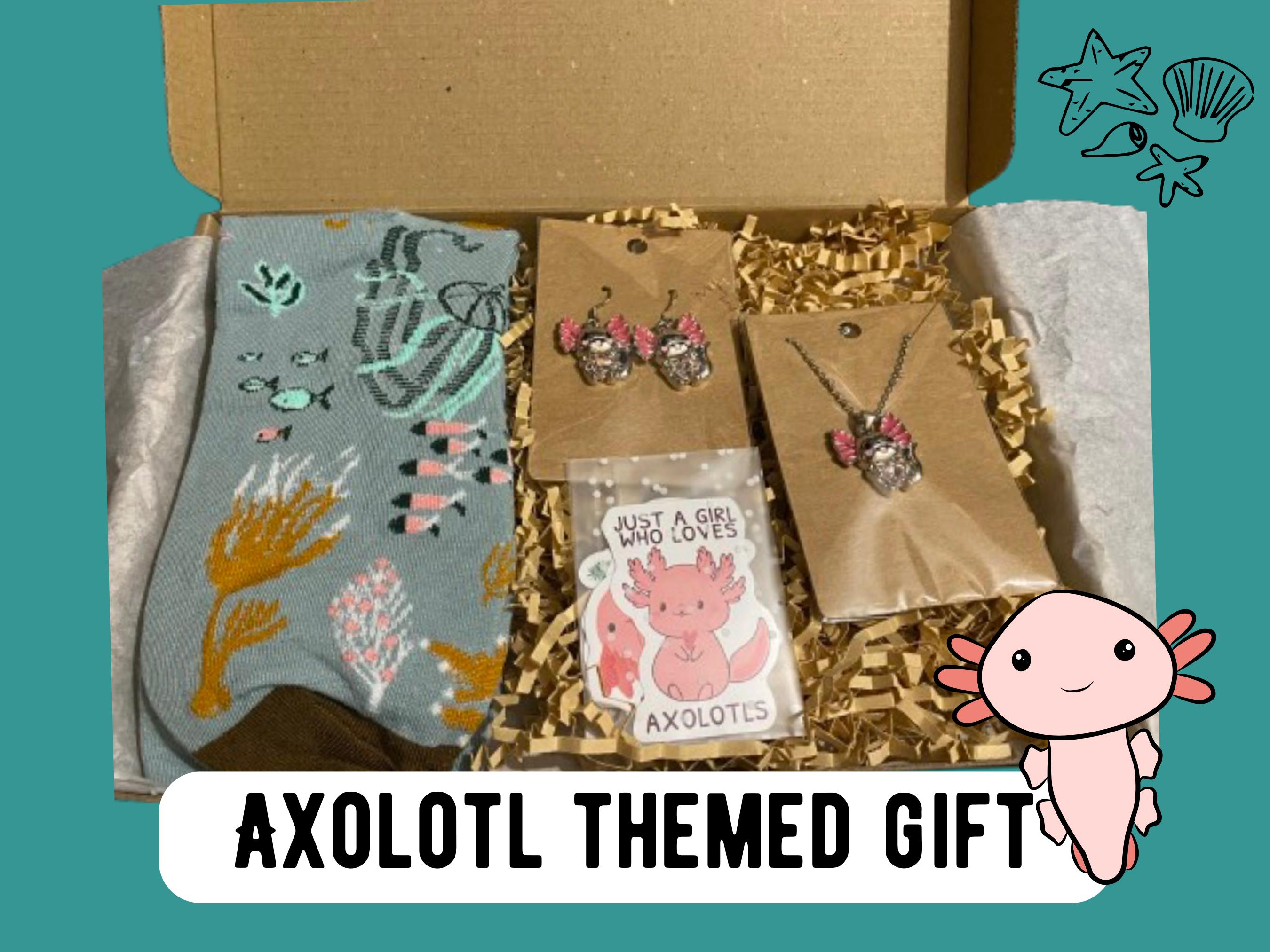 Axolotl Lover's Letterbox Gift Set | Quirky Axolotl Earrings, Heart ...