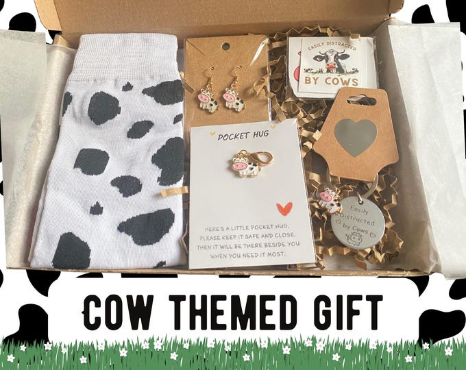 Cow Lover's Letterbox Gift Set | Cow Print Pamper Hamper Gift Set for ...