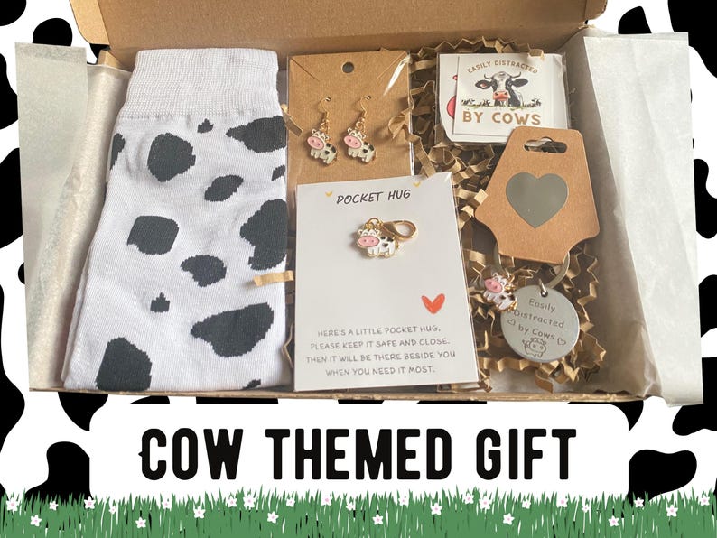 Cow Lover's Letterbox Gift Set | Cow Print Pamper Hamper Gift Set for ...