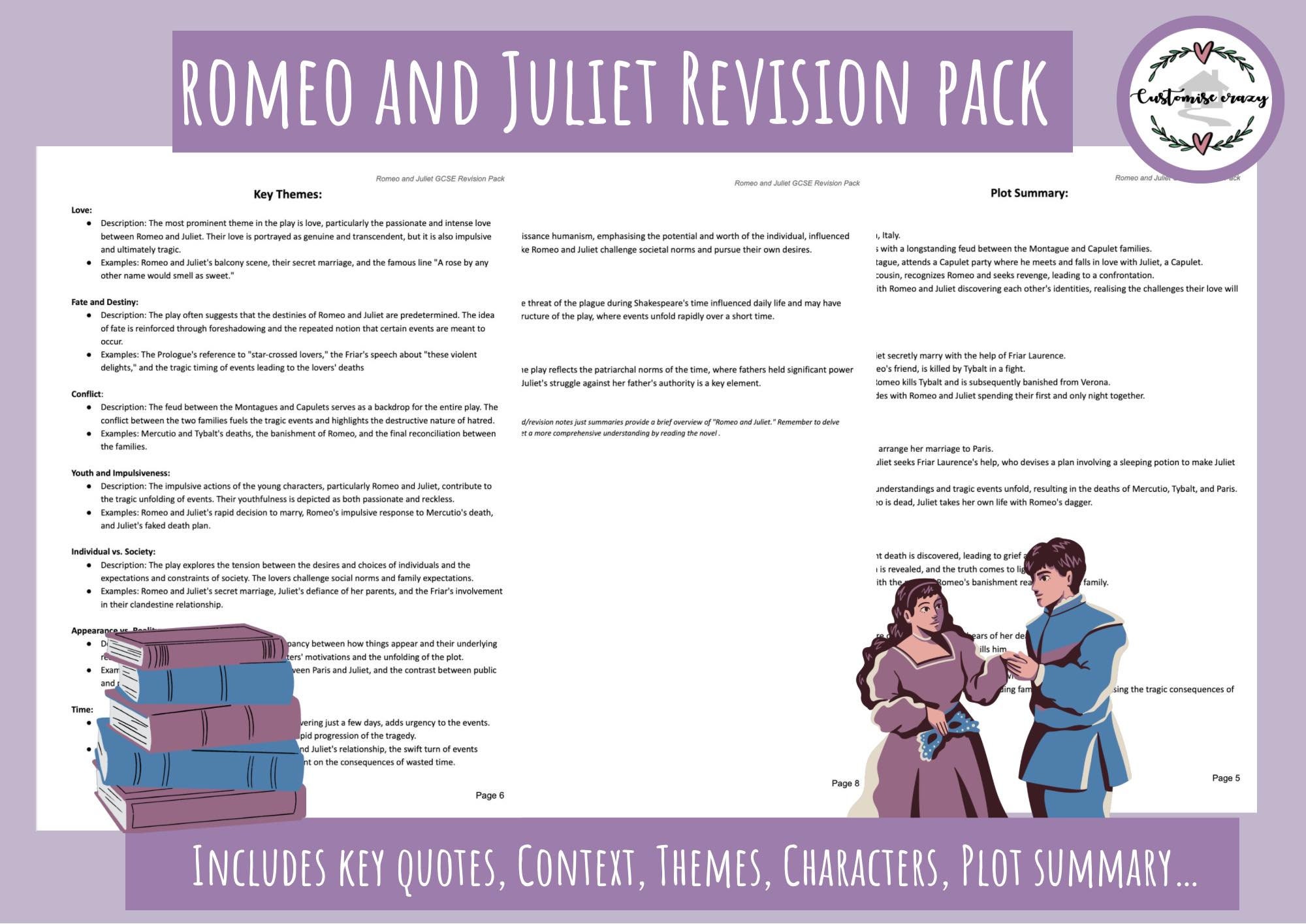 Romeo and Juliet Revision Guide English Literature GCSE Revision ...