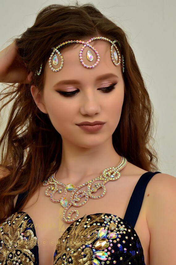 Belly Dance Rhinestone Tiara Ballroom Dance Crystal Hairpiece | Etsy
