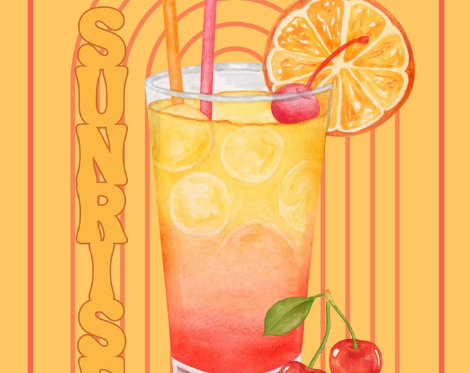 Tequila Sunrise Minimalist Cocktail Art - Etsy