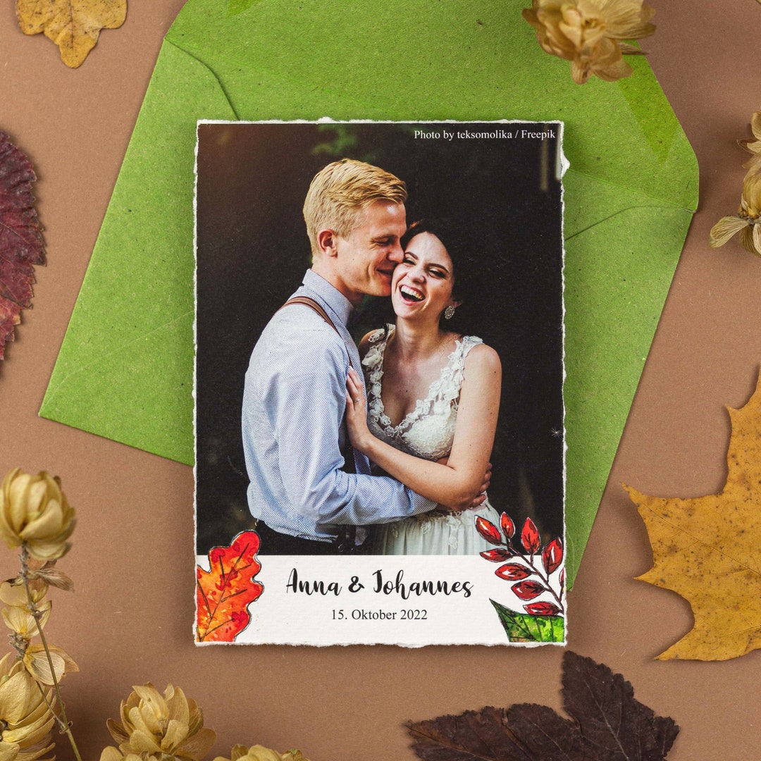 Fall Wedding Thank You Card Personalized Thank You Card With Photo ...