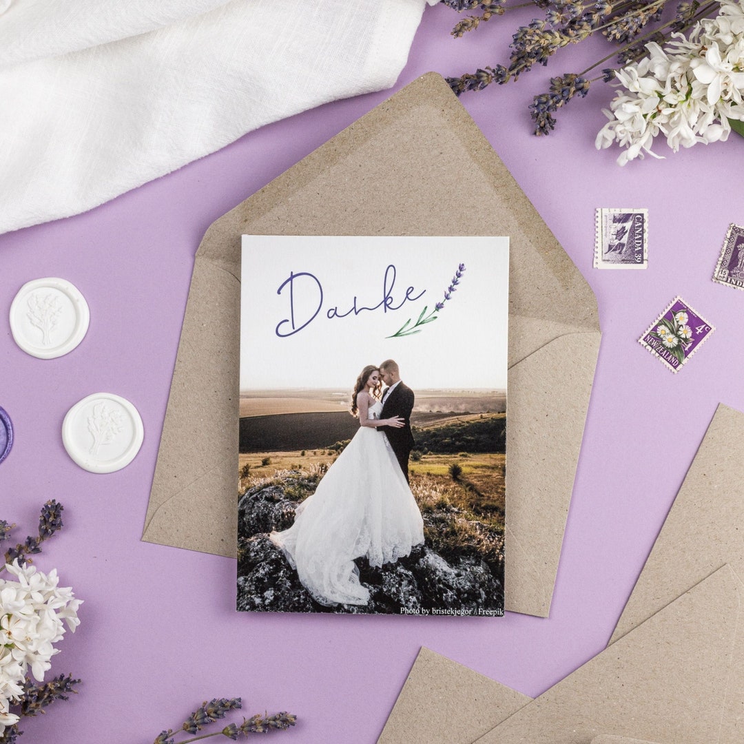 Thank You Card for Wedding With Lavender Personalized Thank You Card ...