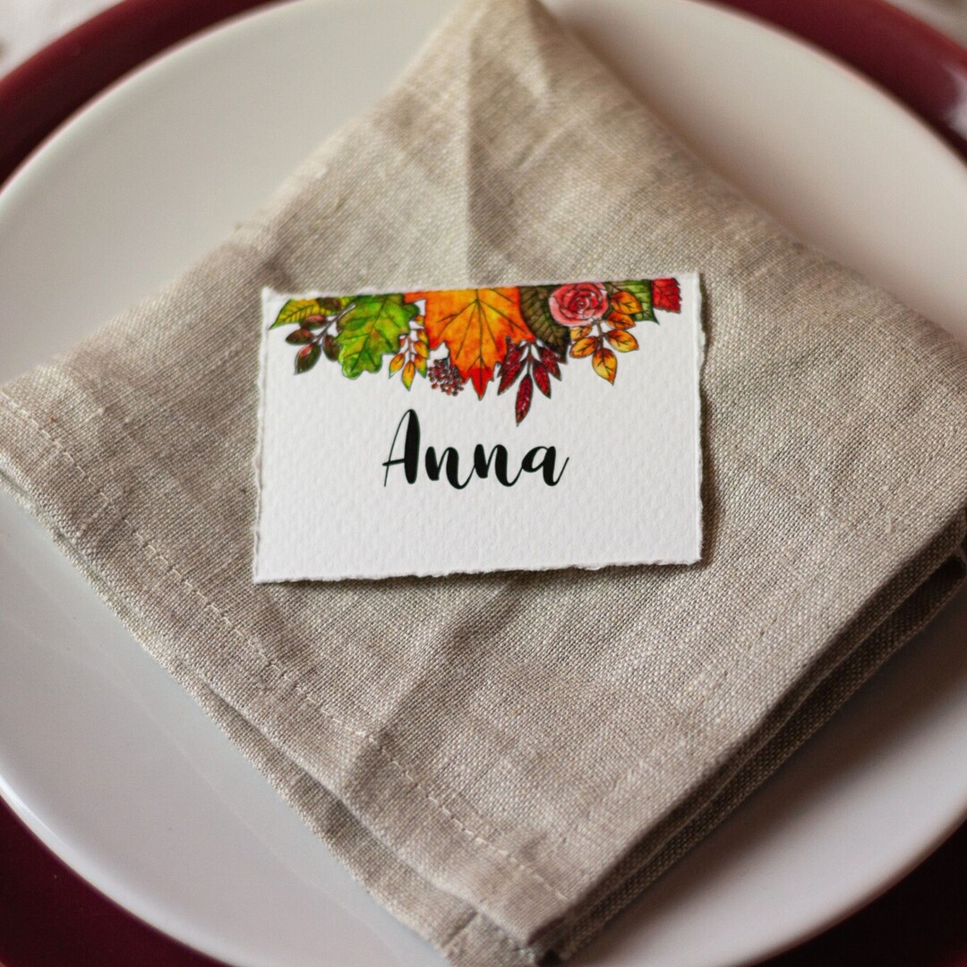 Place Cards for Wedding, Baptism or Celebration in Autumn Personalized ...