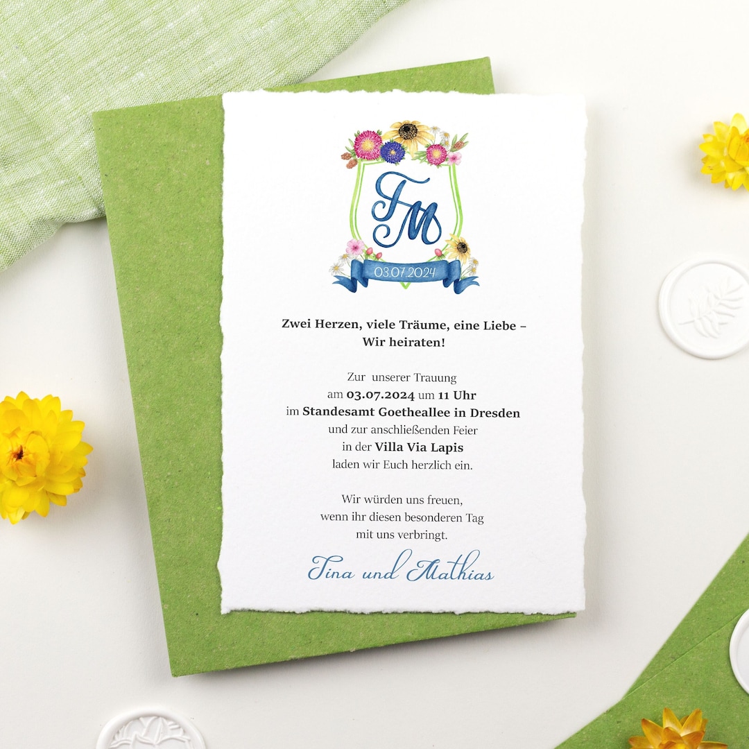 Custom Crest for Invitation Card or Save the Date for Wedding Hand ...