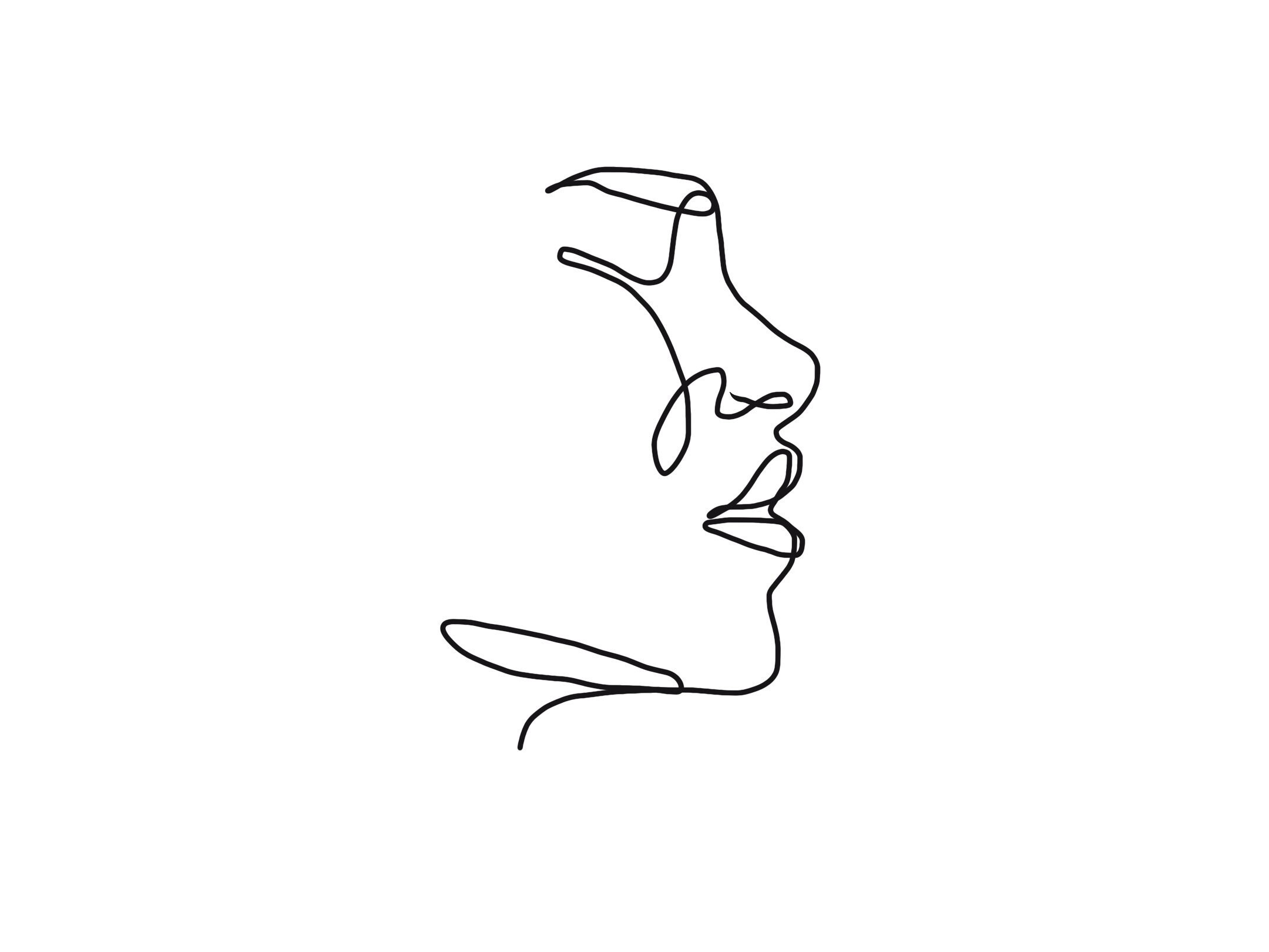 SINGLE LINE DRAWING Womans Face Side Profile Wall Art Gallery - Etsy