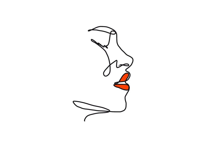 SINGLE LINE DRAWING Womans Face Side Profile Wall Art Gallery - Etsy