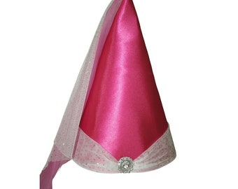 Pink Satin Brocade Princess Medieval Cone Hat, Henin, Headpiece ...