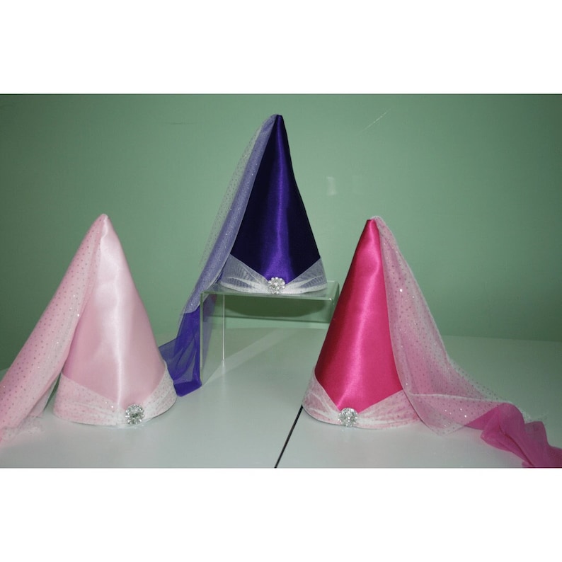 Princess Cone-shaped Tulle Hat W/ Gemstone - Etsy