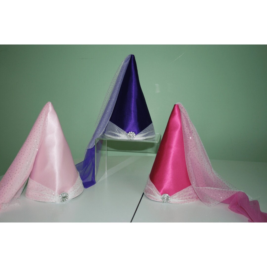 Princess Cone-shaped Tulle Hat W/ Gemstone - Etsy