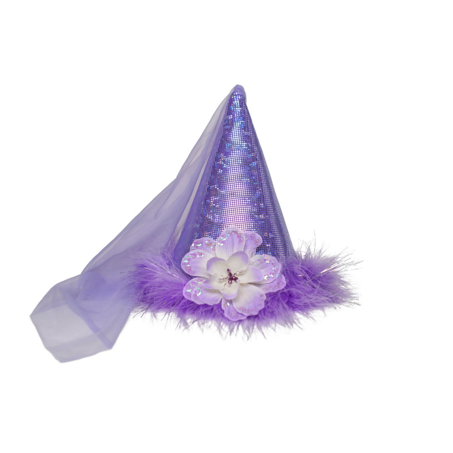 Toddler Princess Hat: Sequined Flower, Feather Boa, Chiffon Veil - Etsy