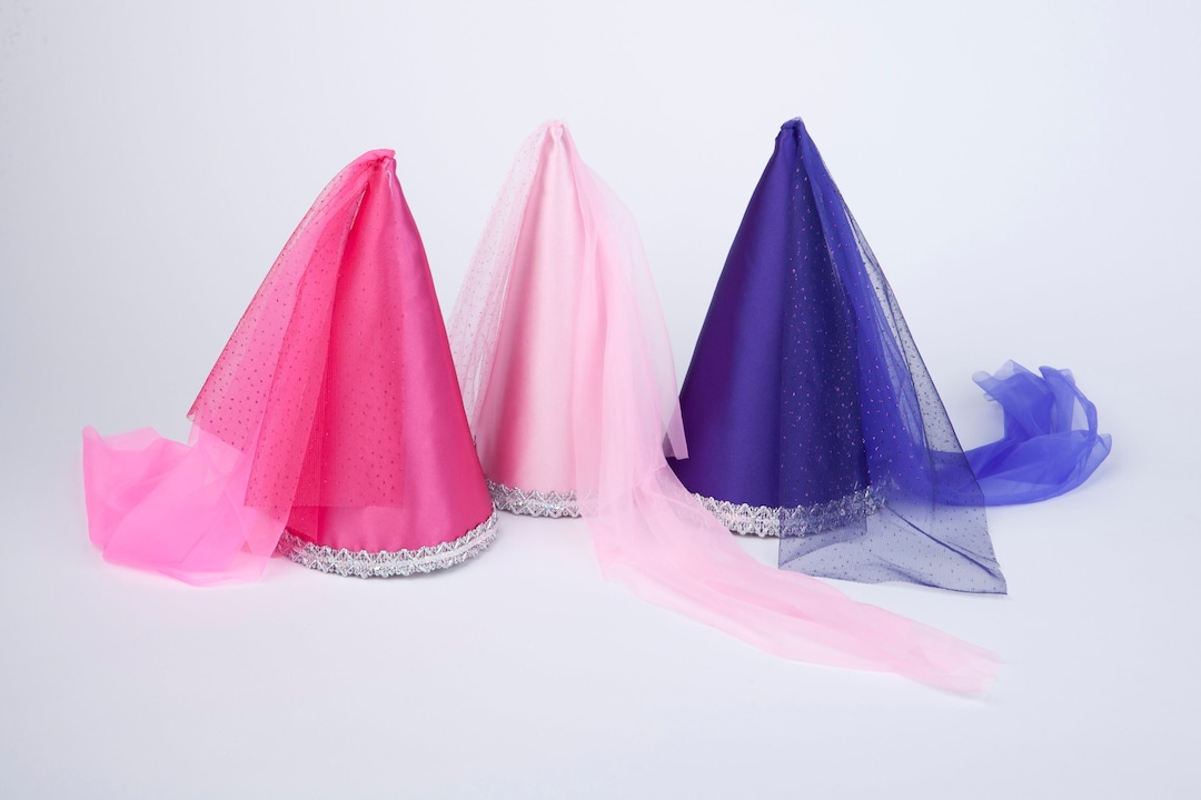 Princess Hat - Cone Shape Hat With Chiffon Veil & Sequin Trim - USA ...