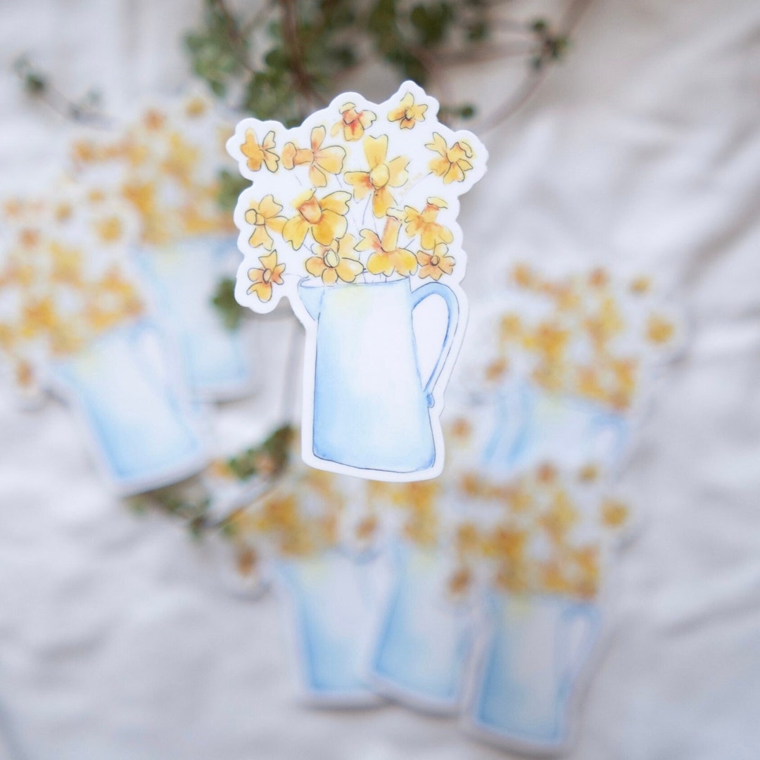 Daffodil Sticker, March Birth Flower, Watercolor Floral - Etsy
