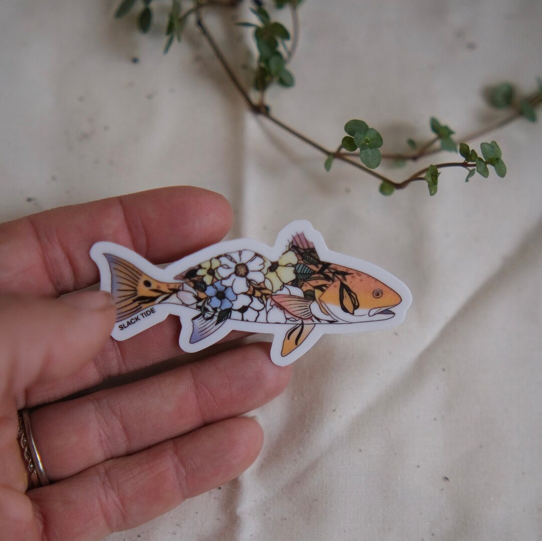 Redfish Sticker, Angler Sticker, Fisherman Sticker, Floral - Etsy