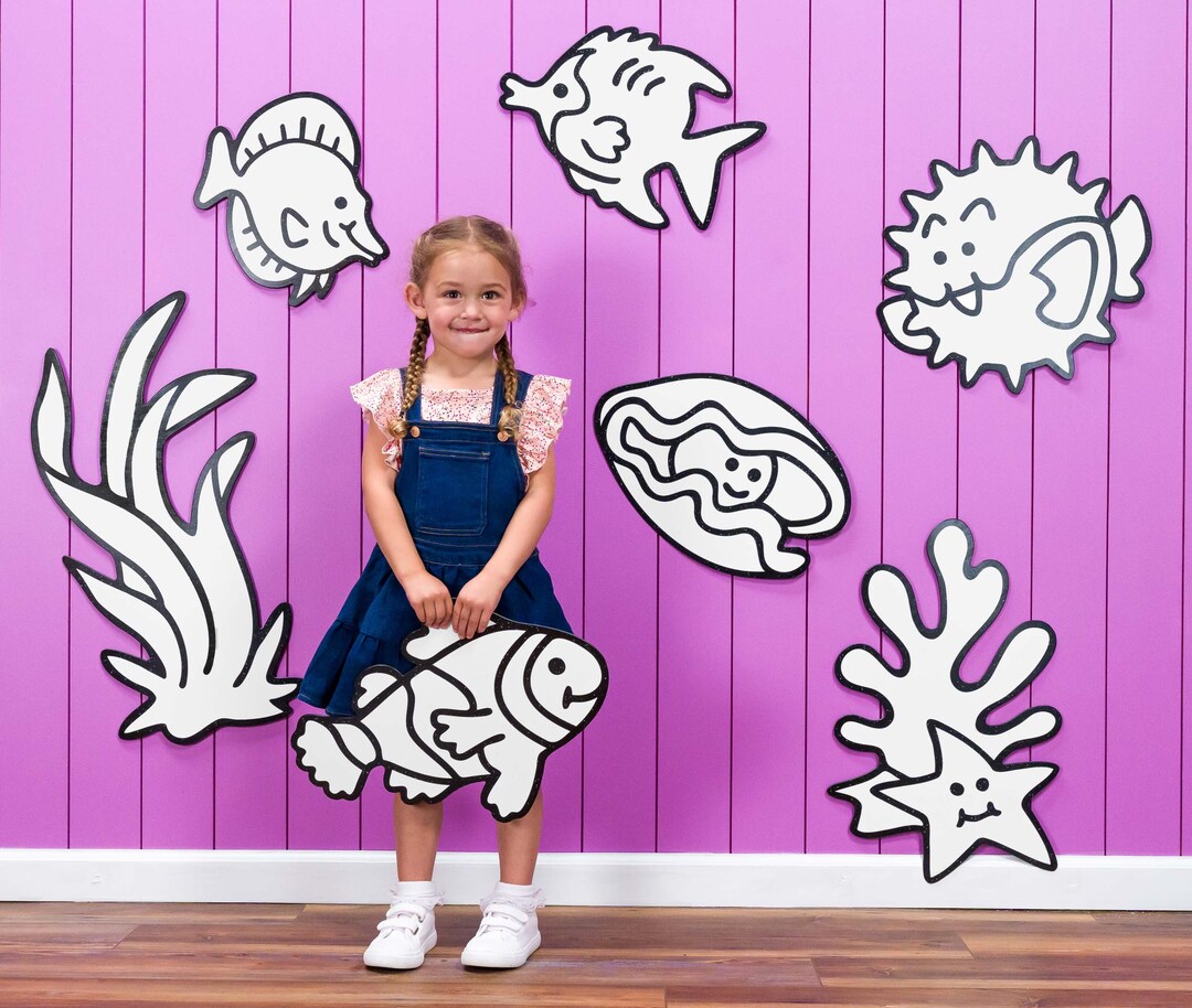 Ocean Fish Aquarium Set Huge Wall Décor-color N' Erase Interactive Art ...