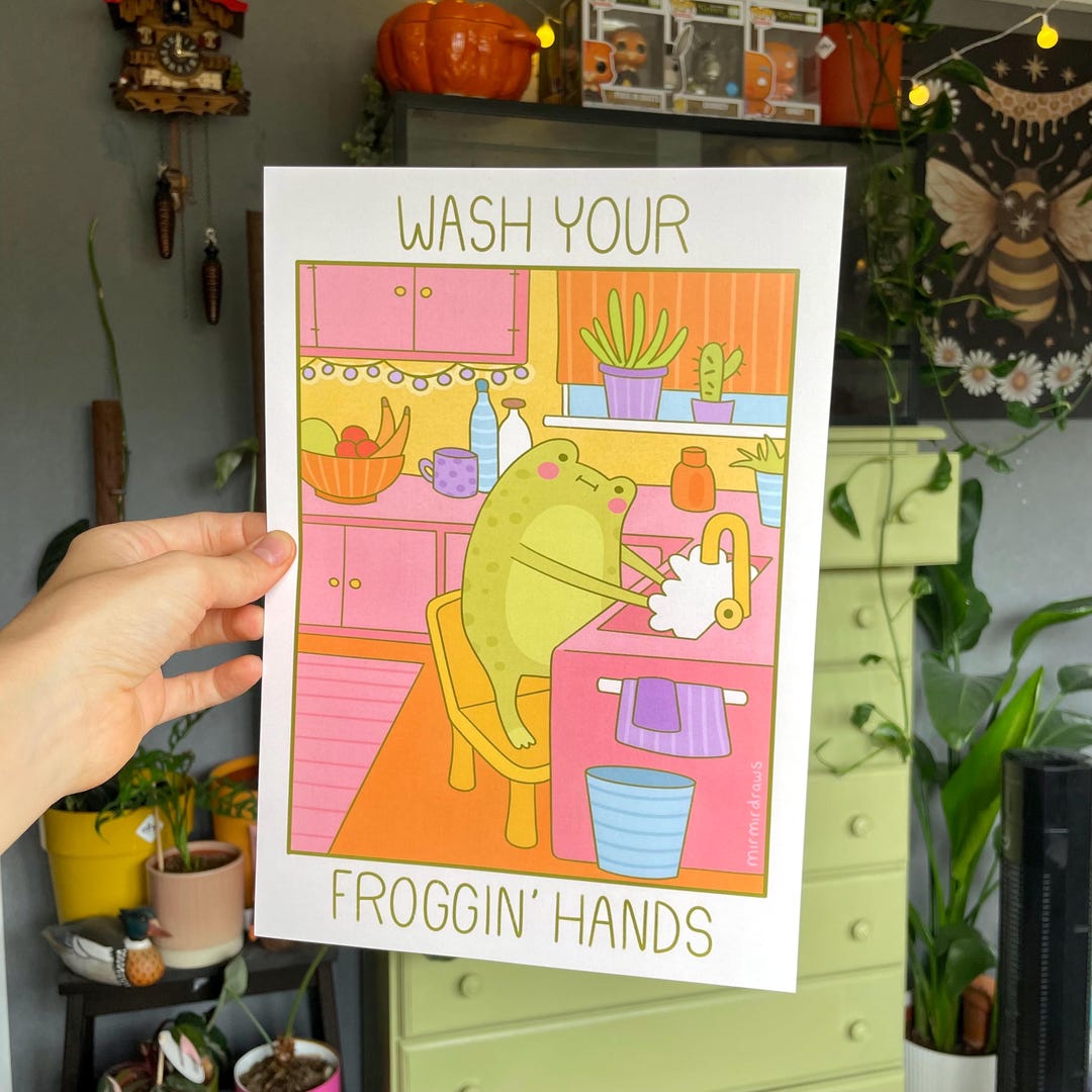 Wash Your Froggin' Hands, Art Print, Bathroom, Kitchen - Etsy