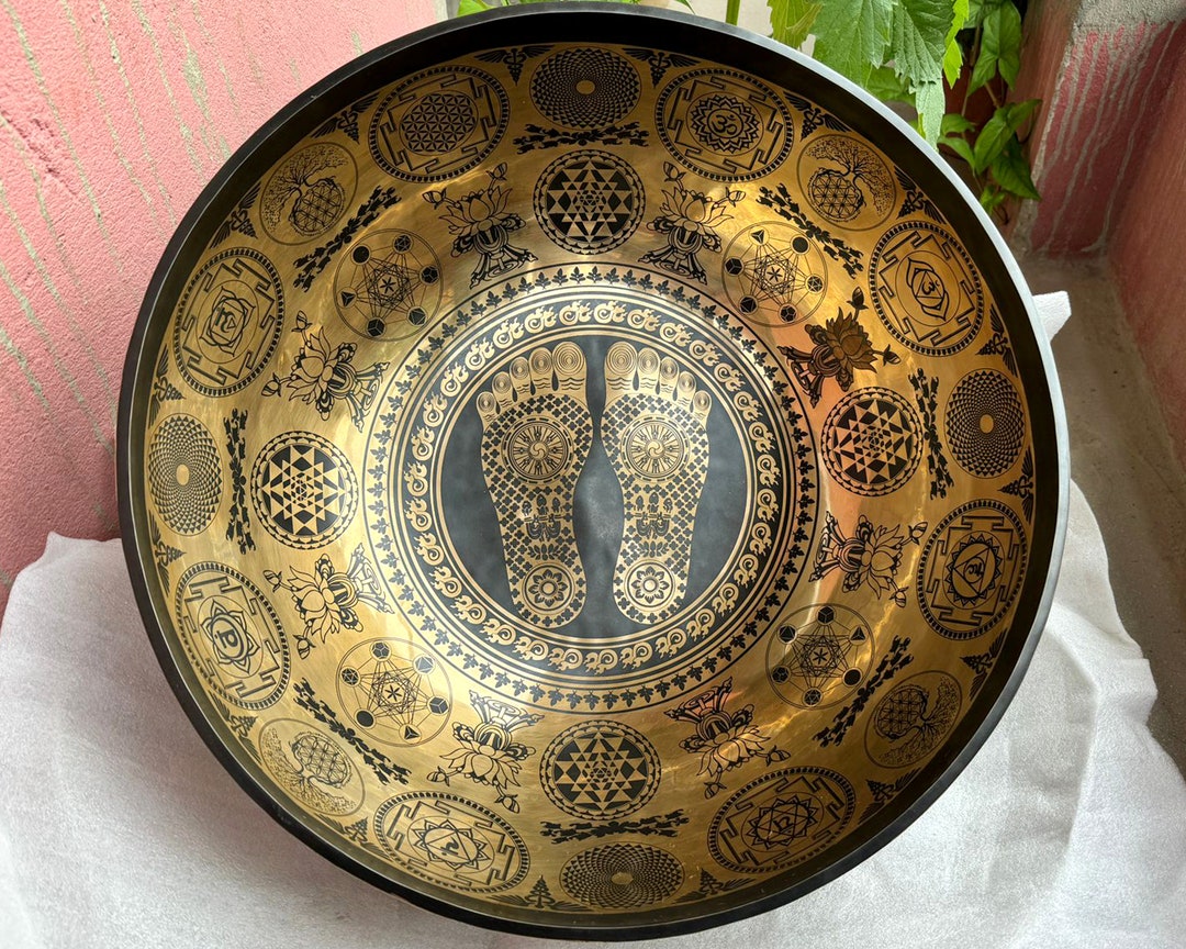 Sacred Geometry Extra Large Feet Carved Singing Bowls -standing Bowls ...