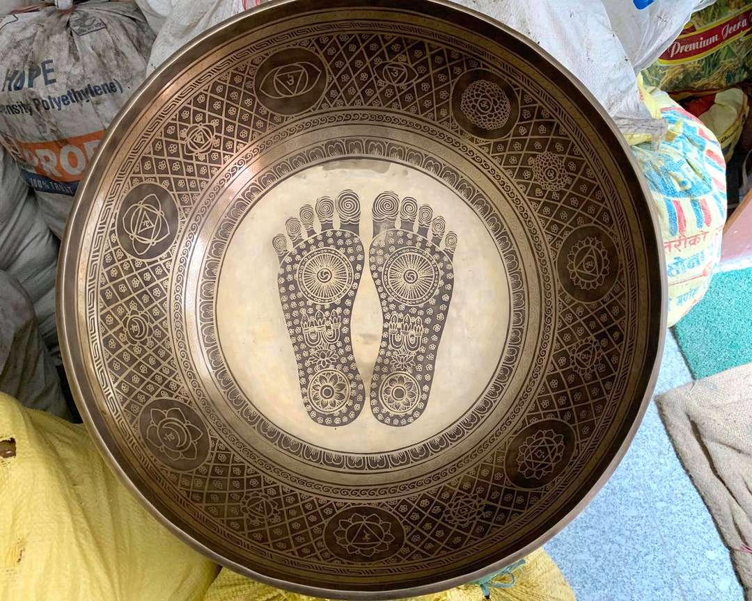 Extra Large Standing Singing Bowls - Himalayan Giant Bowls Foot Carved ...